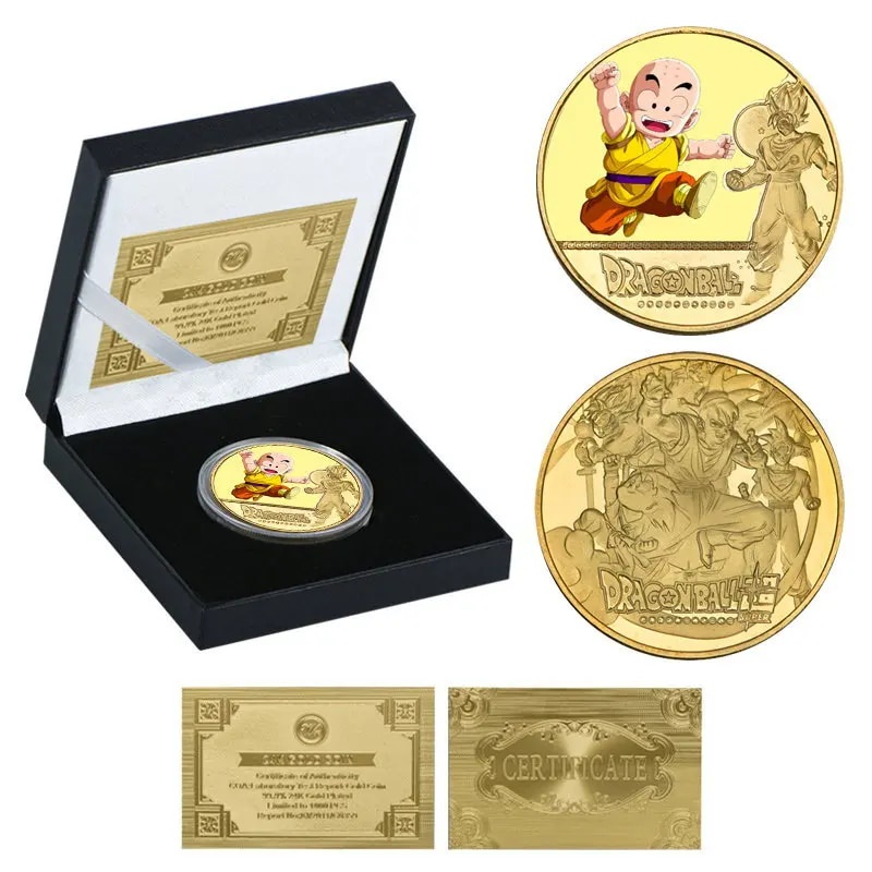 웃Anime and Manga Dragon Ball Characters Gold Coin Metal Round Card ...