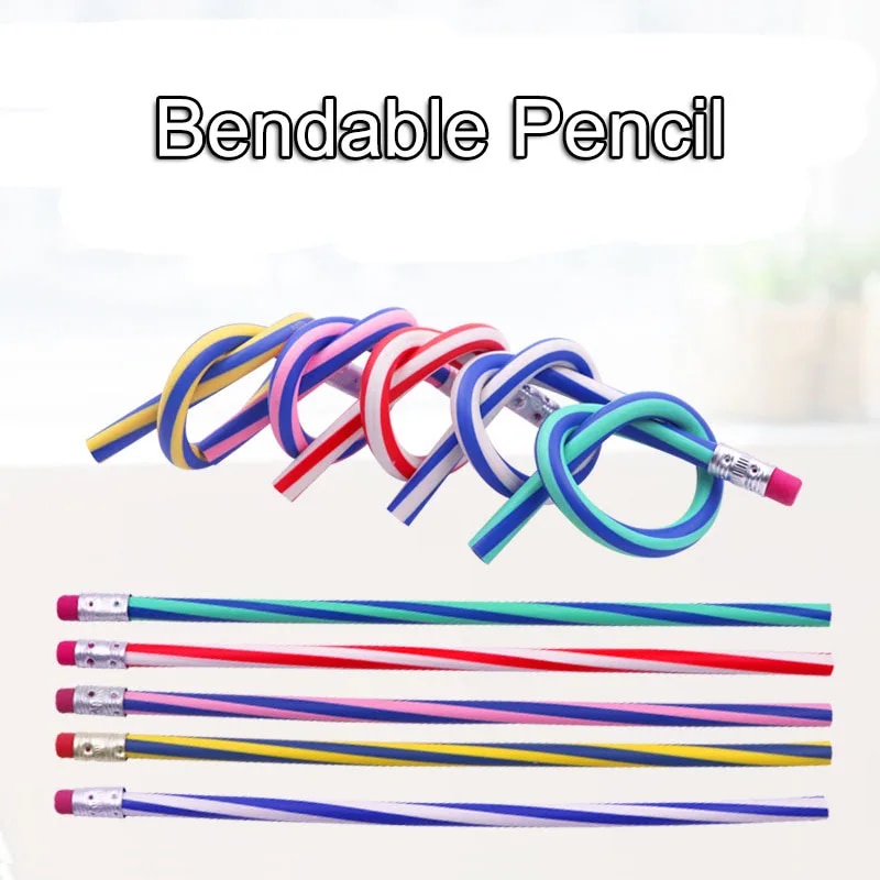 5 PCS Korea Cute Stationery Colorful Magic Bendy Flexible Soft Pencil ...