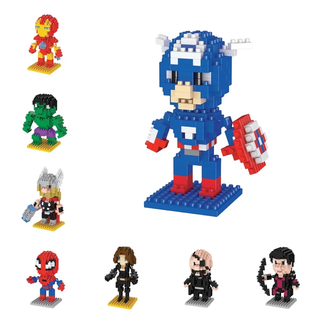 Marvel Avengers Mini Building Blocks Iron Man Spider Man Thor Loki ...