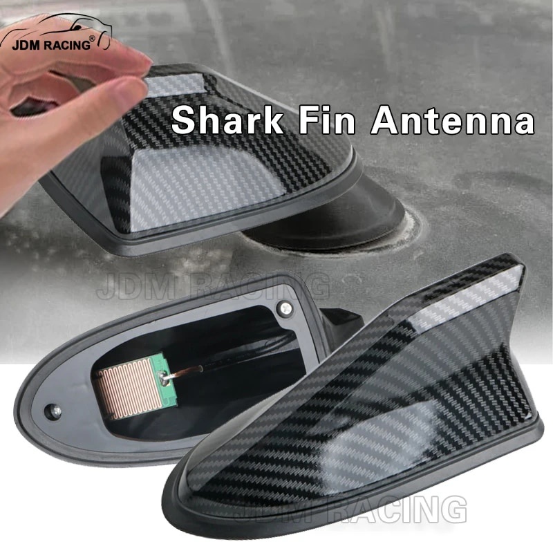 16cm Universal Carbon Fiber Look Car Roof Top Mount Shark Fin Aerial ...
