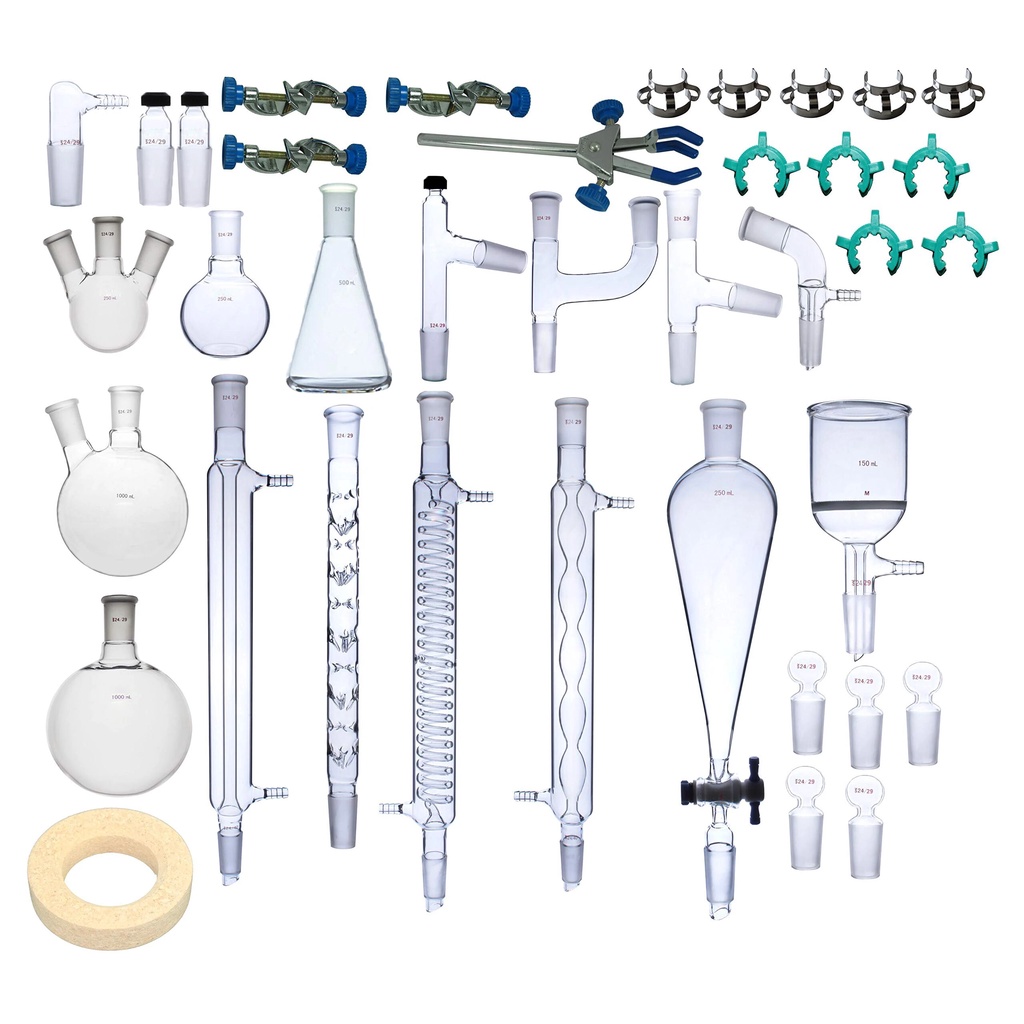 유29/38pcs Advanced Organic Chemistry Laboratory Glass Distilling Vessel ...