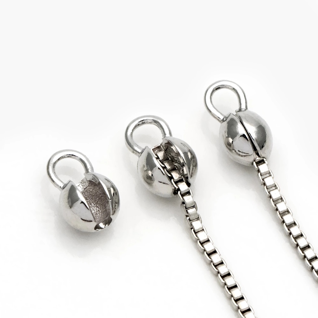 20pcs Silver Tone Crimp Ends, Cord Ends, Clam Shell Bead Tip, Ball ...