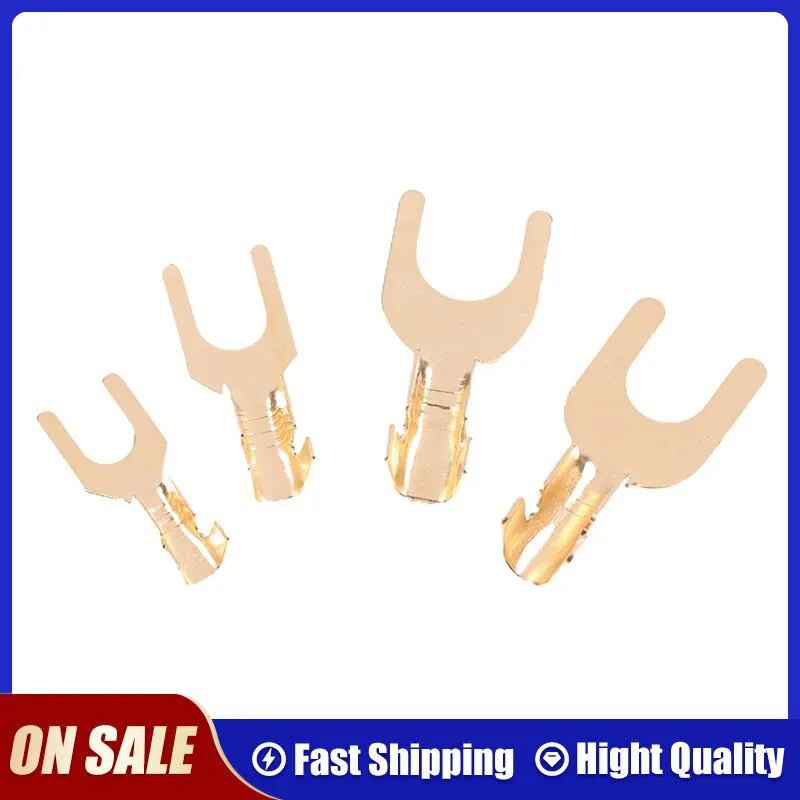 100Pcs U-Shaped Brass Cable Lug Fork Terminal M3 M4 M5 M6 Pressed Bare ...