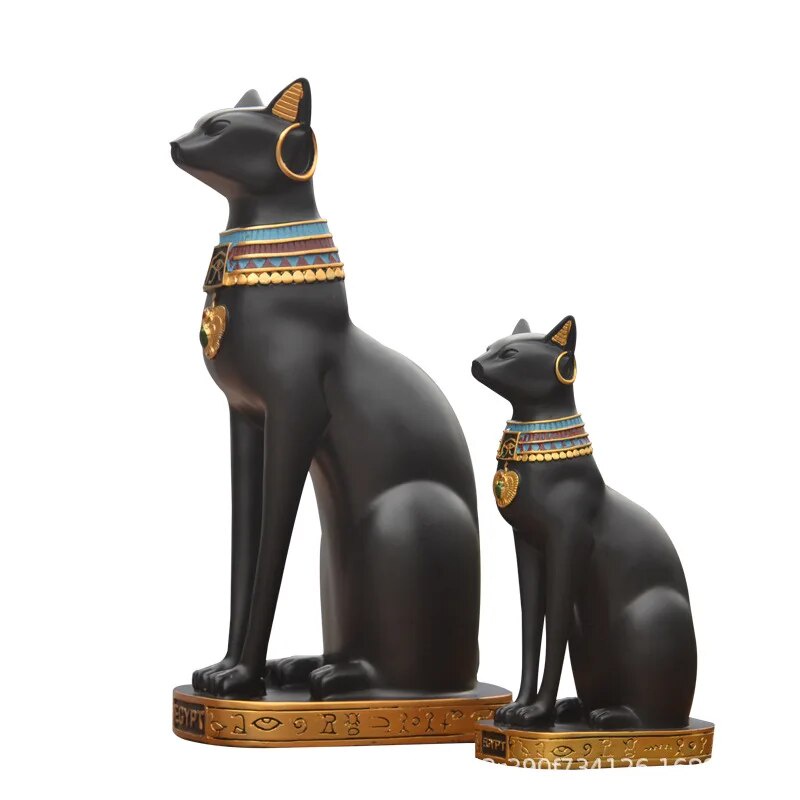Retro Egyptian Cat Resin Sculptures Table Ornaments Accessories Ancient ...