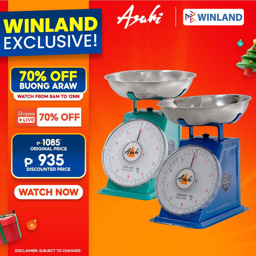 Asahi by Winland Spring Dial Weighing Scale 10kg Aluminum Pan PS-100 | Shopee Philippines