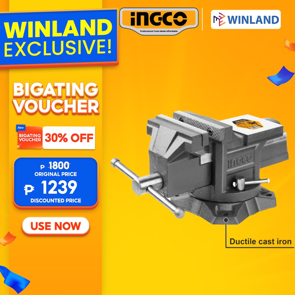 Ingco by Winland Bench Vise Vice Gato 4" with Anvil Tape HBV084 ING-HT ...