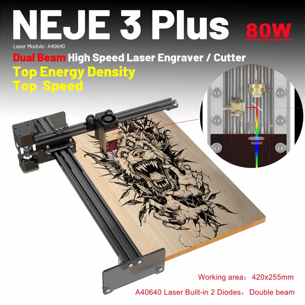 NEJE Master 3 Plus A40640 80W CNC Laser Engraver Cutter Printer Cutting ...