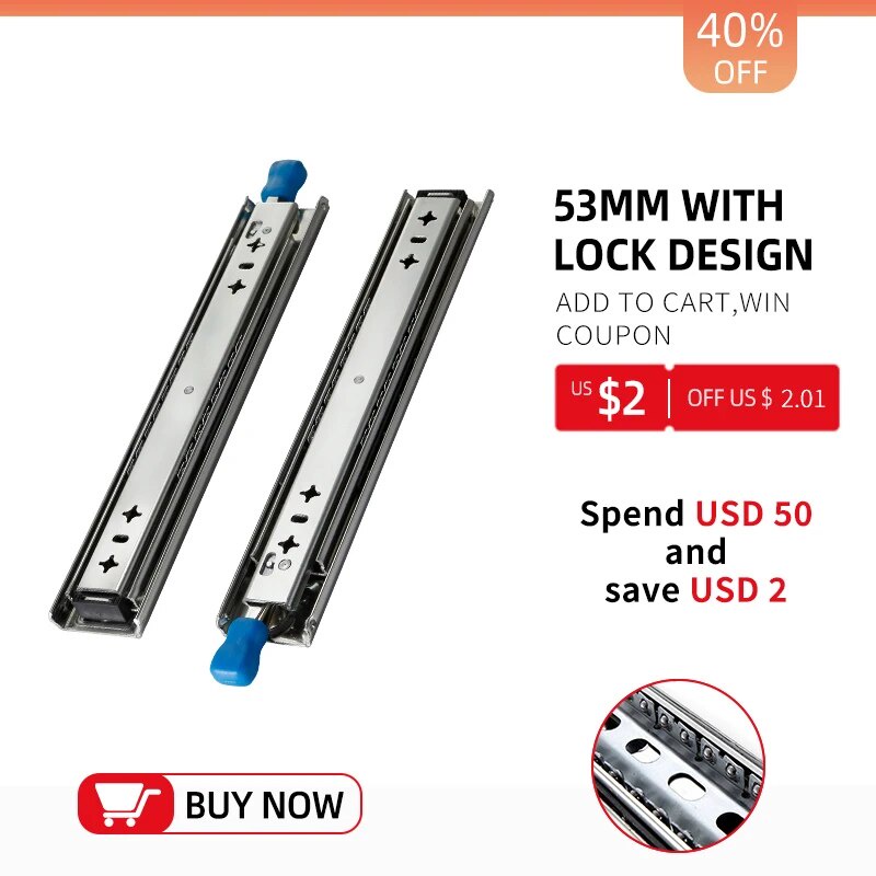 AOLISHENG 1 Pair 260 Lb Capacity Heavy Duty Drawer Slides with Lock,Side Mount Full Extension 3 ...