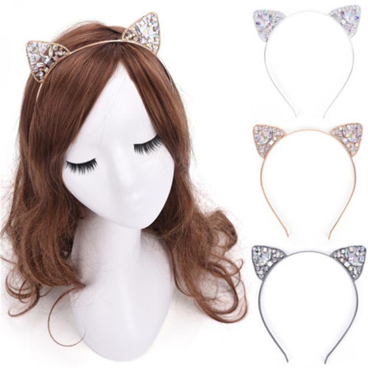 【Cat Ears Crown Tiara Headband for Women Hair Rhinestone Princess ...