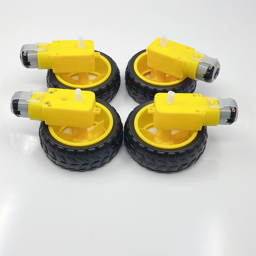 4pcs/lot Dual Shaft TT Gear Motor and Plastic Tire Tyres Wheel DC Motor ...