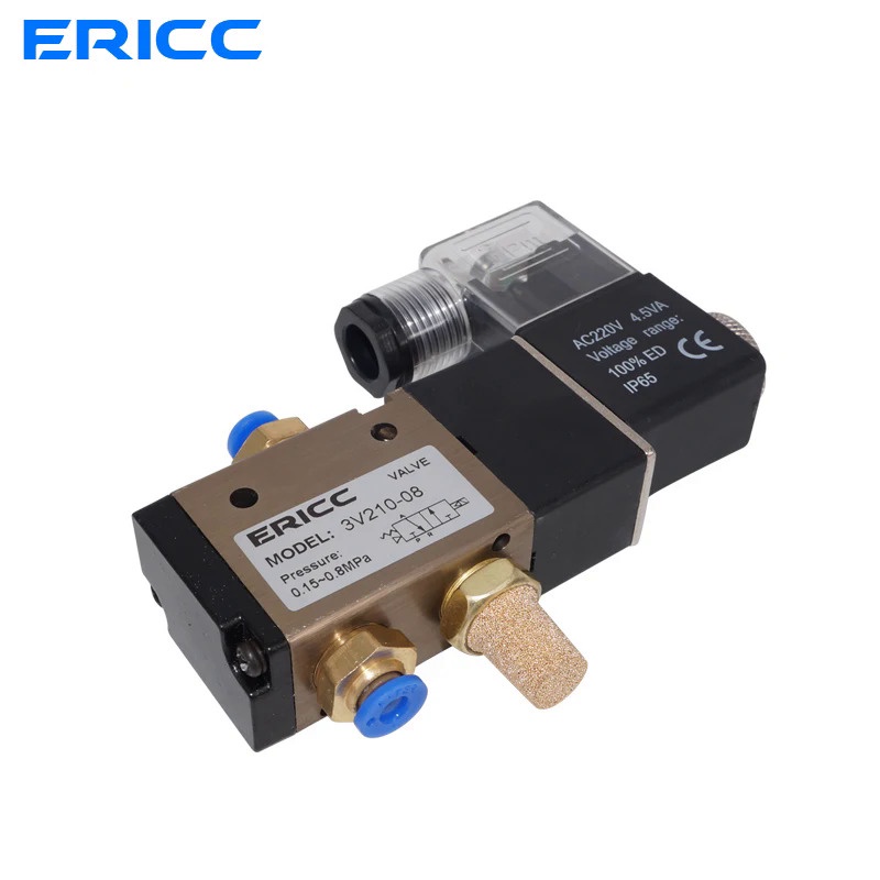 3 Way Port 2 Position 3V210-08 Normally Closed DC12V 24V AC220V Pneumatic Air Solenoid Valve ...