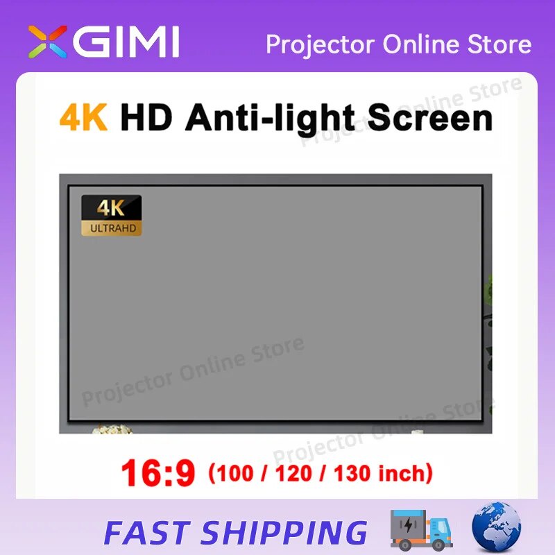 Projector Screen Simple Anti-Light Curtain 100 120 130 inch 16:9 Home ...
