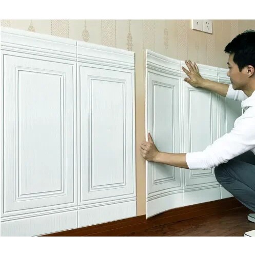 10 Pcs 70x90cm Self-adhesive Waterproof Wainscoting Wall Protection ...