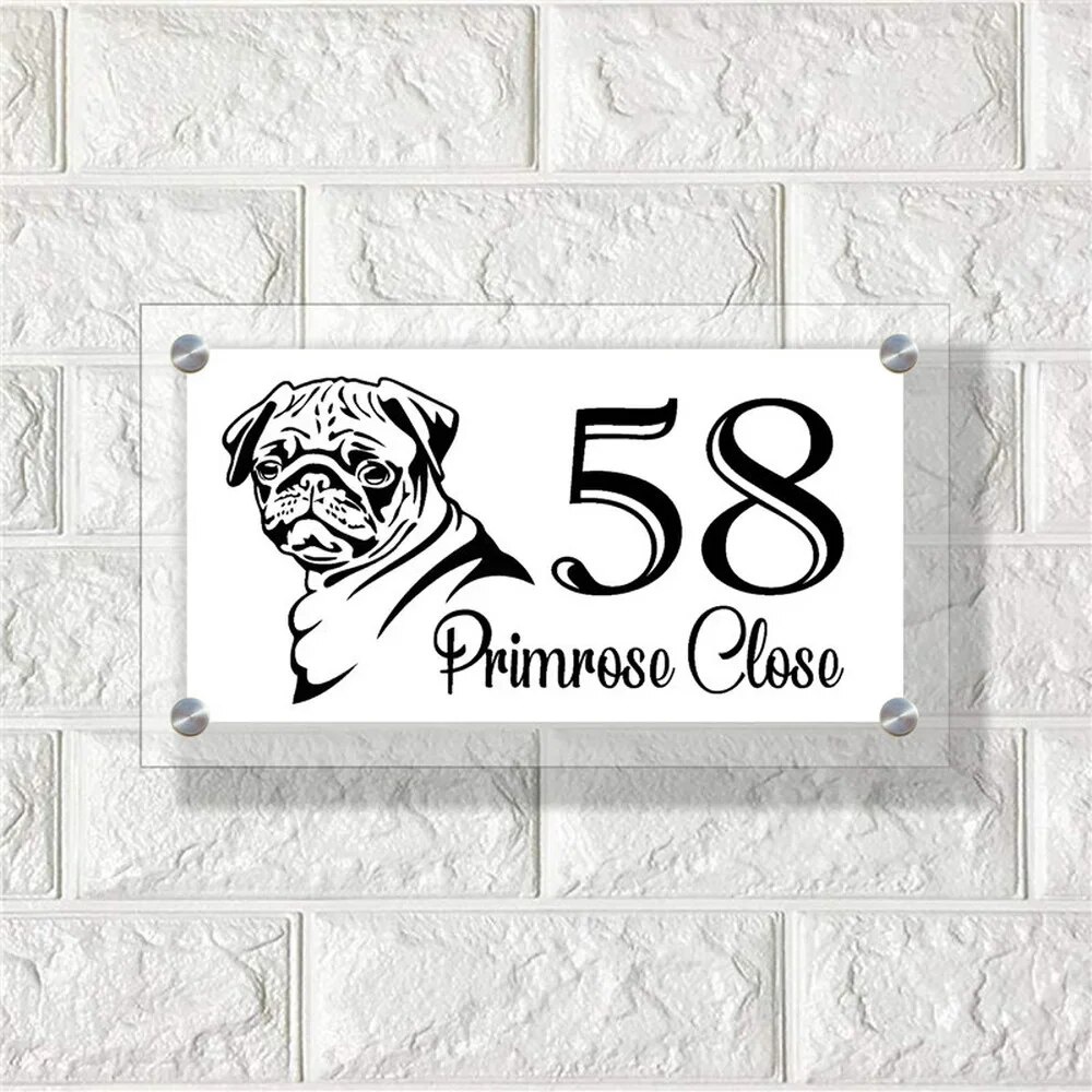 Customized Pug House Number Plaque /Door sign door/ Modern Door Address ...