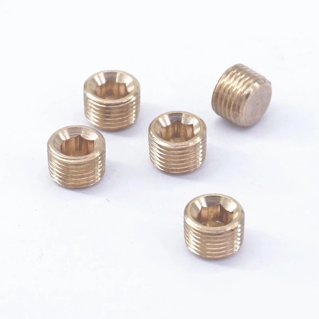 10pcs 1/8" BSPP Male Brass Pipe Countersunk Plug Internal Hex Socket Allen Head Pipe End Cap ...