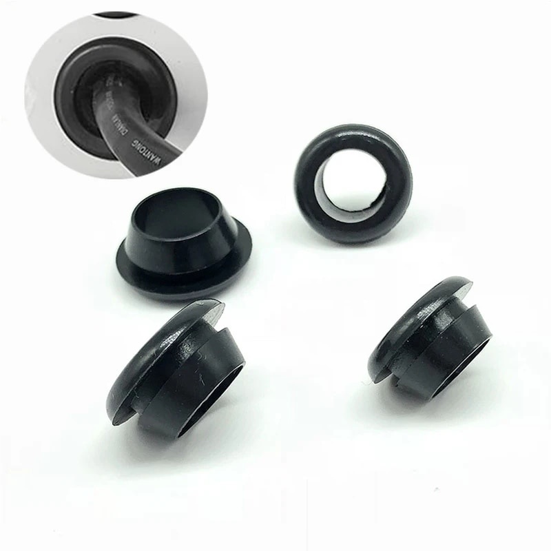 Black 4.5mm-30mm Silicone Rubber Snap-on Grommet Hole Plugs End Caps ...