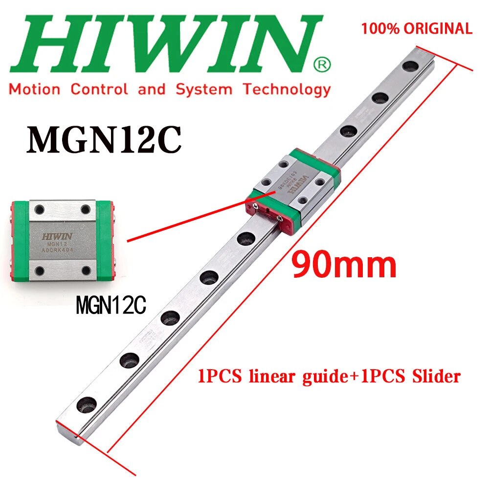 New HIWIN Original Authentic MGN12C MGN12 Linear Guide Rail With Slider High-Precision 90mm ...