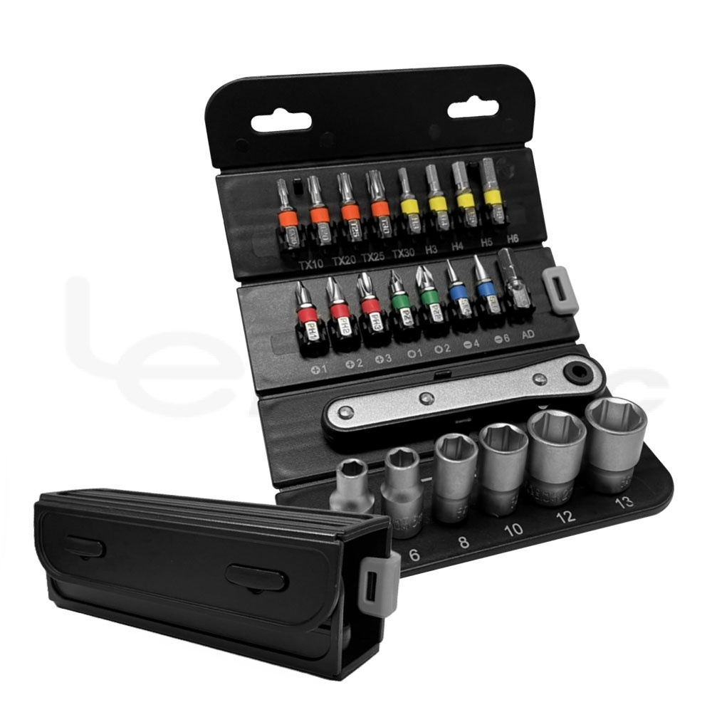 23 PCS 1/4"DR Mini Ratchet Wrench and Bit Socket Set Adapter Taiwan ...