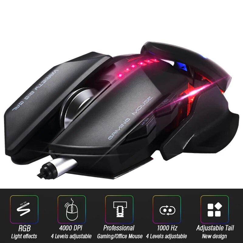 73u Ergonomic Wired Gaming Mouse 5 Button LED 4000 DPI USB Gamer ...