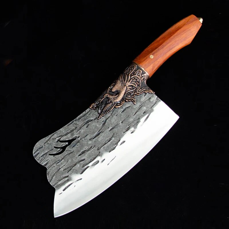 Longquan Kitchen Knife Handmade Forged Sharp Butcher Hatchet Machete ...