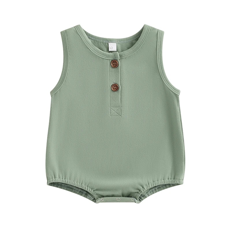 유Summer Newborn Baby Clothes Infant Boys Girls Rompers Solid Color ...