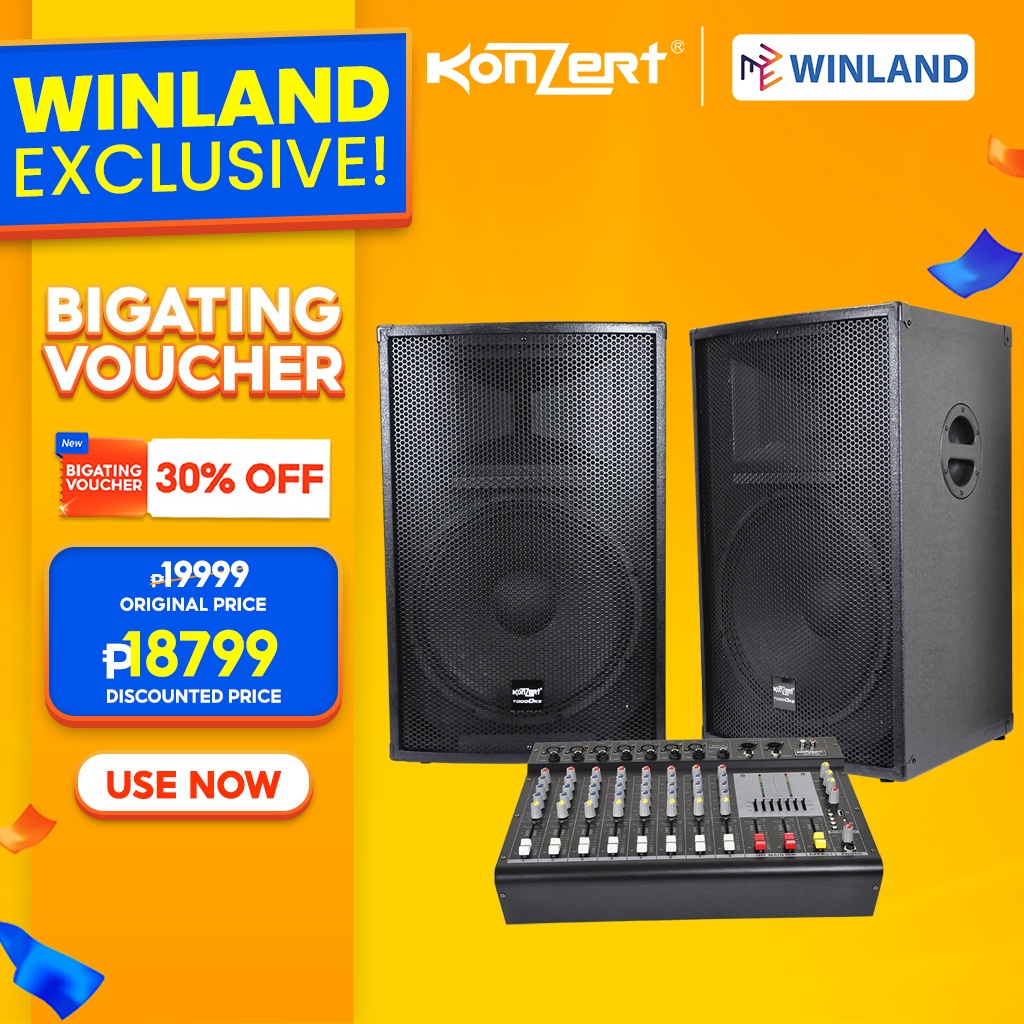 Konzert by Winland 3pcs Home Gig Studio Set 1pc Active Mixer and 2pcs 15" Passive Speaker HGS ...