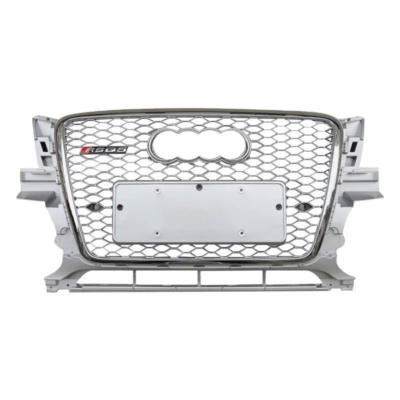 Rsq5 Front Bumper Radiator Grill For Audi Q5 Sq5 Abs Chrome Black