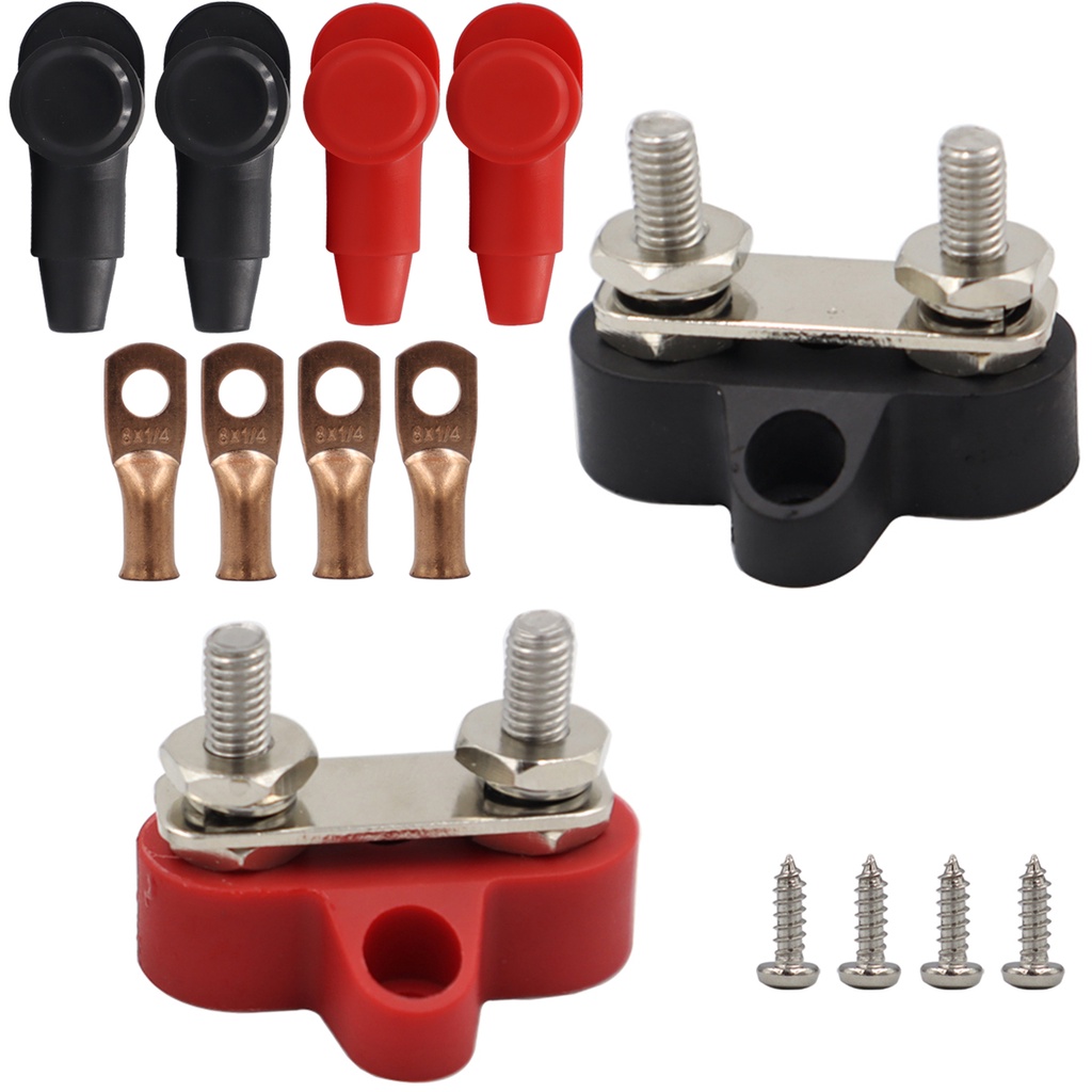 Terminal Power Distribution Block Busbar M6 Dual Studs Battery Junction Post Heavy Duty Terminal ...