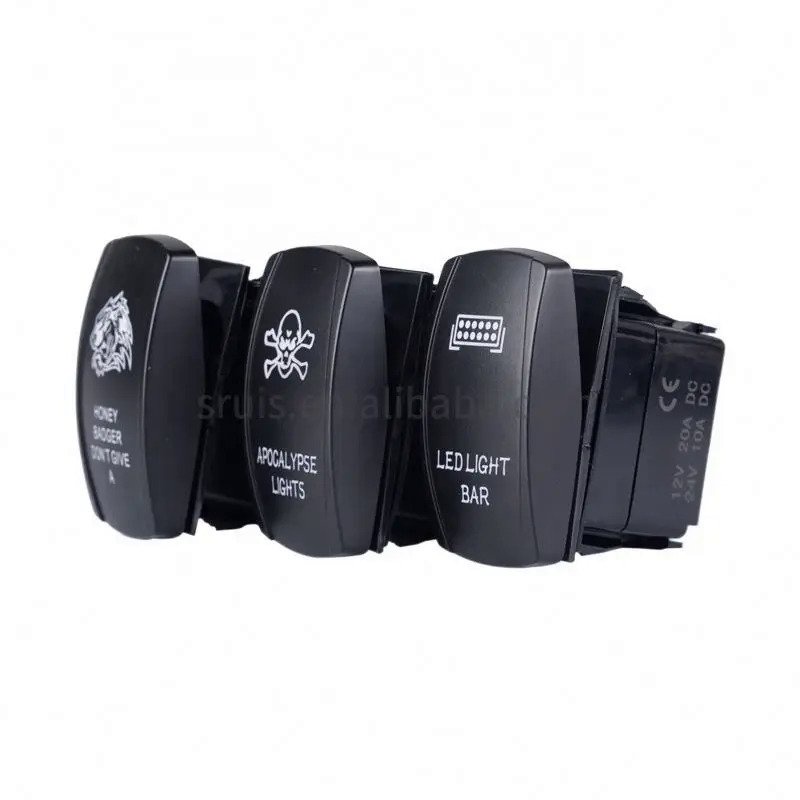 Waterproof Marine Car Rocker Switch DIY Dot Round Blue LED Light ON OFF ...