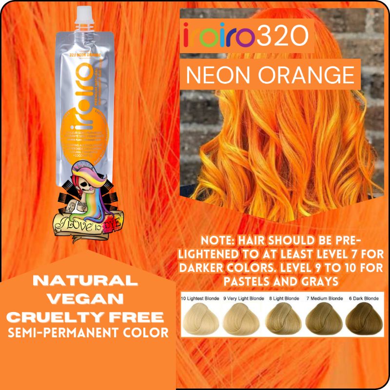 [I Love to Dye] Iroiro 320 UV Reactive Neon Orange Semi-Permanent Hair ...