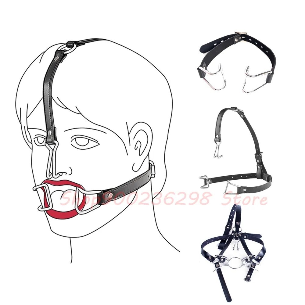 Bdsm Sex Slave Nose Hook Open Mouth Bite Gag With Nose Clip Lockable