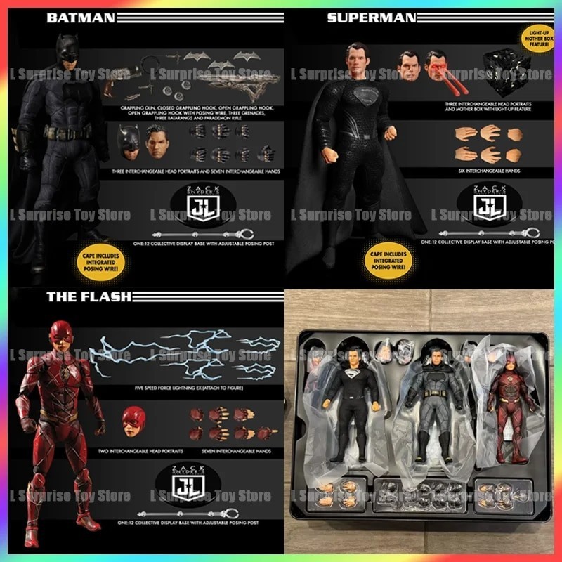 In Stock Mezco DC Justice League Superman Batman The FlashThree Person ...