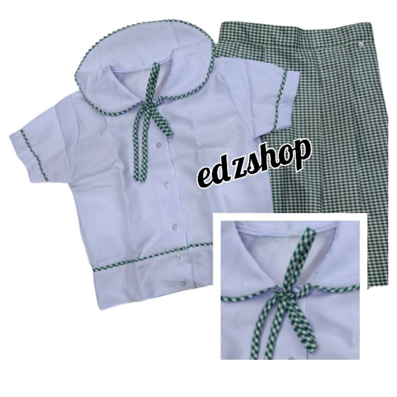 chekerd green palda&blouse set school uniform please double check the ...