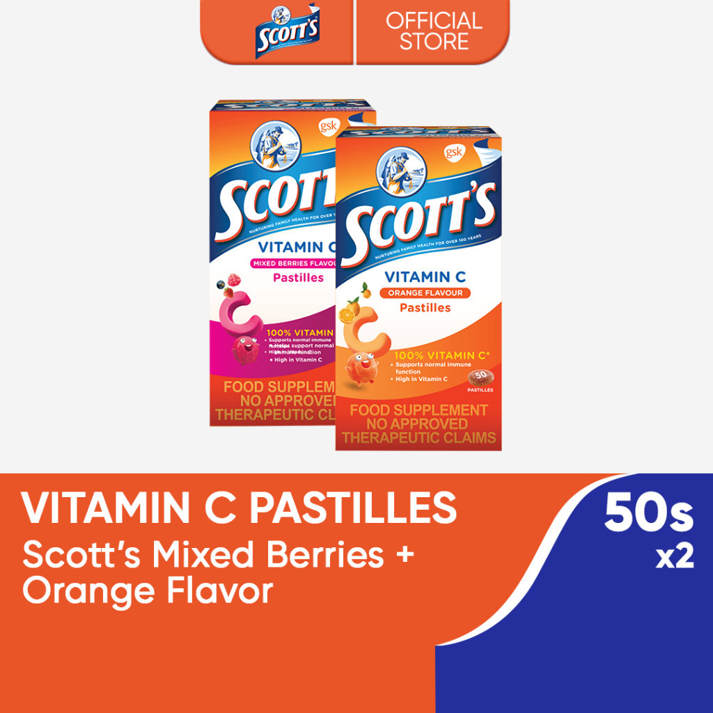 Scott's Vitamin C Pastilles Orange + Mixed Berries 50s (Pack of 2 ...