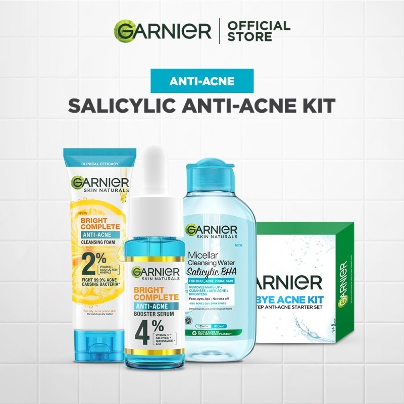 Garnier Bright Complete Anti Acne Kit: Anti Acne Serum, Cleanser, BHA ...