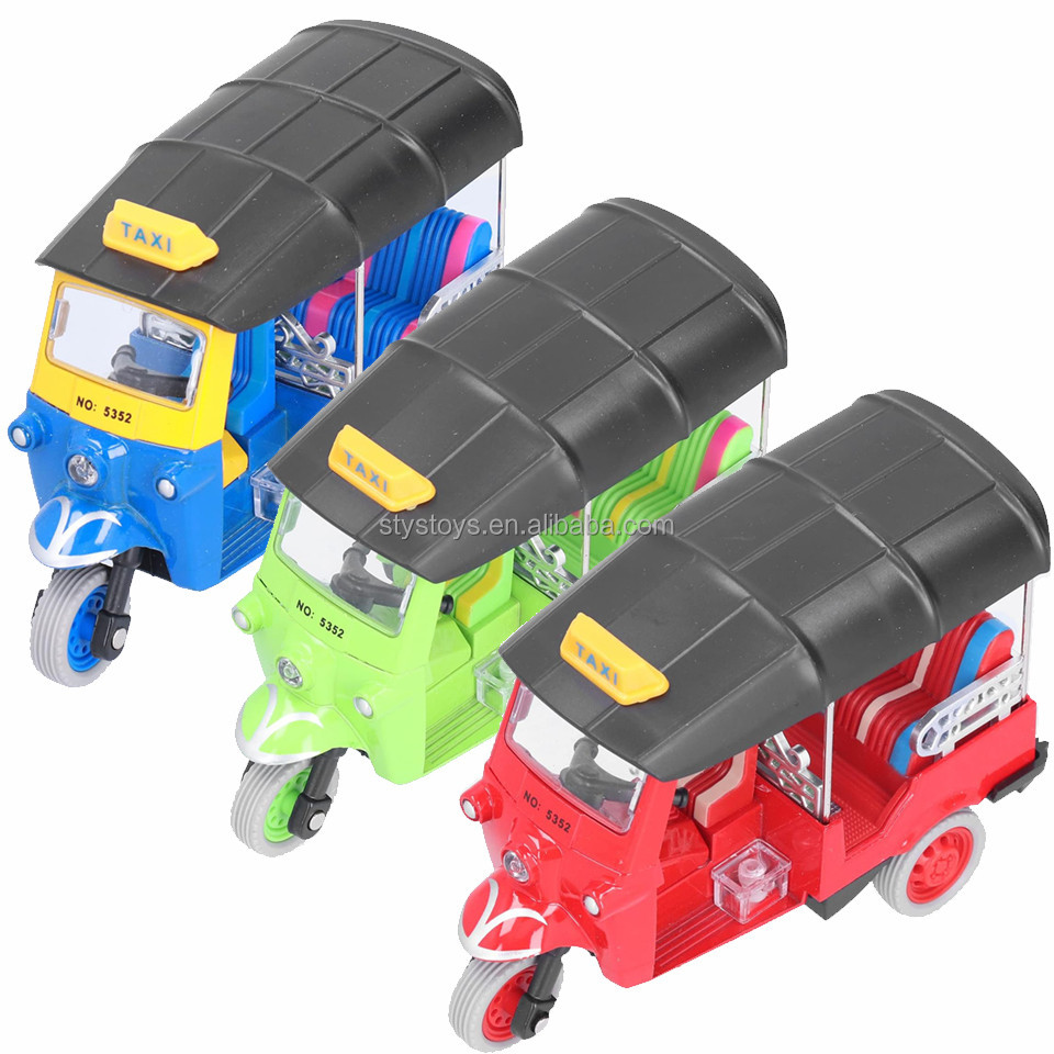 Children Tricycle Vehicle Toy Simulation Pull Back Thai Tricycle Alloy ...