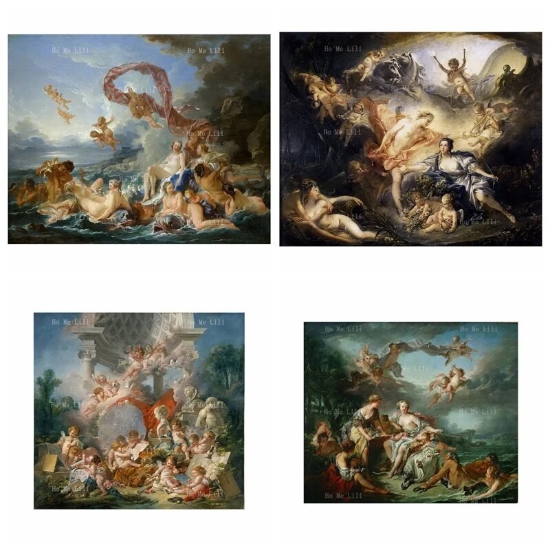 ☑Angels Art Paintings Birth And Win Of Venus Rococo Romantic Oil On ...