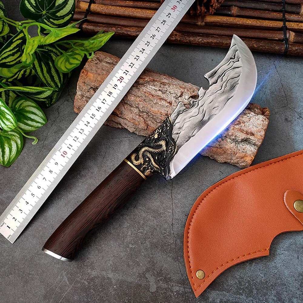 ⚔Chinese Forged Butcher Knife Stainless Steel Cleaver Knife Hand Forged ...