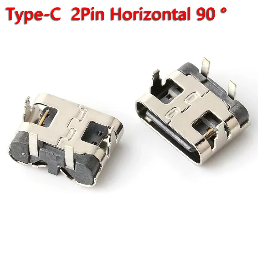 1-10Pcs 2Pin Type-C Horizontal 90 ° Plug-in Board Quick Charging Type-C ...