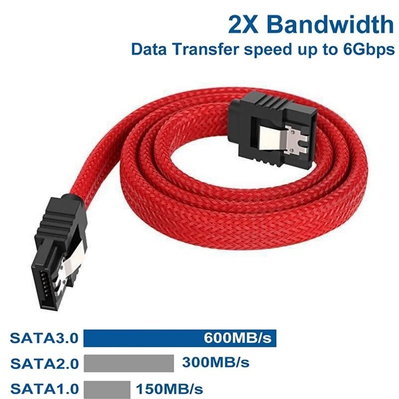 SSD SATA 3.0 III Data Cable 6Gbps Cable Straight Right Angle with Nylon ...
