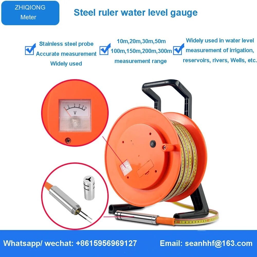 ☪10m 20m 30m Portable Submersible Deep Well Level Gauge Steel Ruler ...