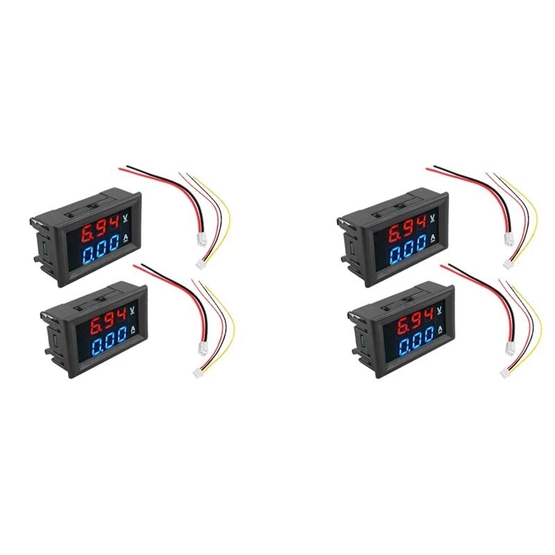 4Pcs Digital Voltmeter Ammeter DC 100V 10A Amp Voltage Current Meter ... 4Pcs Digital Voltmeter Ammeter DC 100V 10A Amp Voltage Current Meter ...
