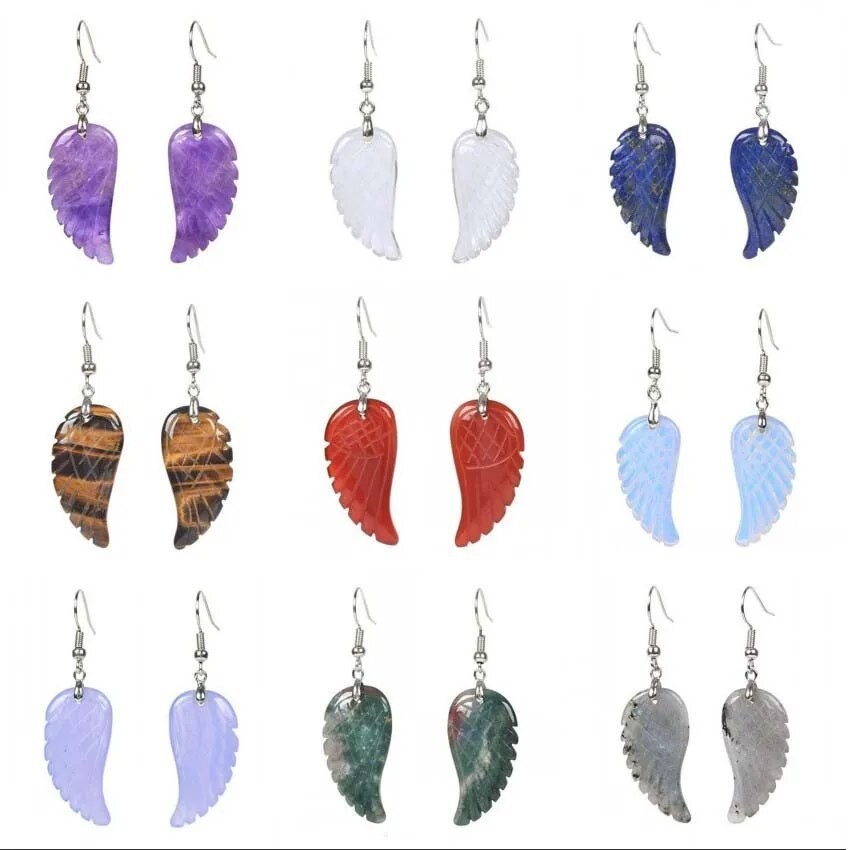 KFT Natural Carved Healing Reiki Crystal Quartz Stone Earring Amethysts ...