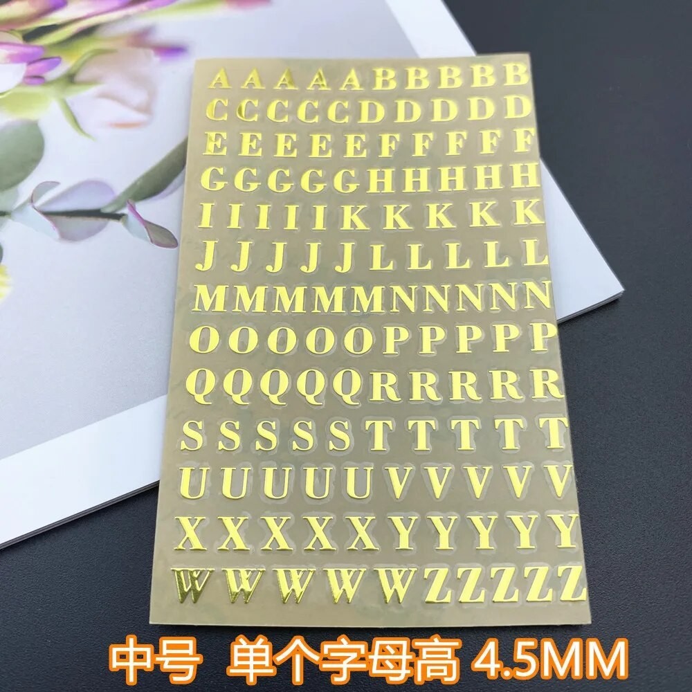 2 Sheets Metal Alphabet Stickers Uppercase Letter Lower Case Letters ...