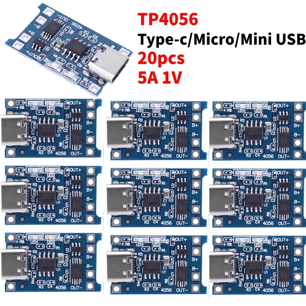 1-10PCS Type-c/Micro/Mini USB 5V 1A 18650 TP4056 Lithium Battery ...