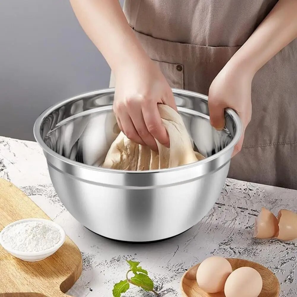 3Pcs Stainless Steel Salad Bowl Stackable Food Grade Vegetable Fruit ...