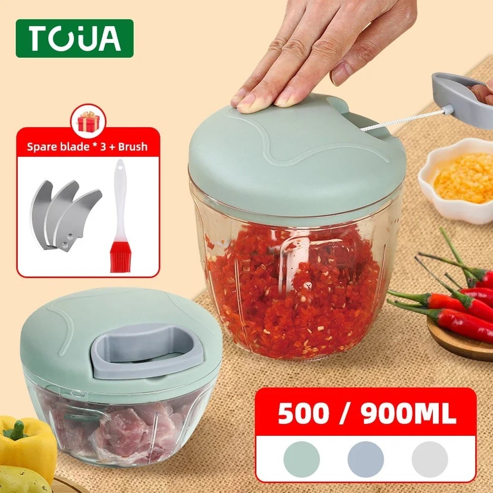 900/500ML Manual Garlic Chopper Hand Pull String Mini Food Chopper ...