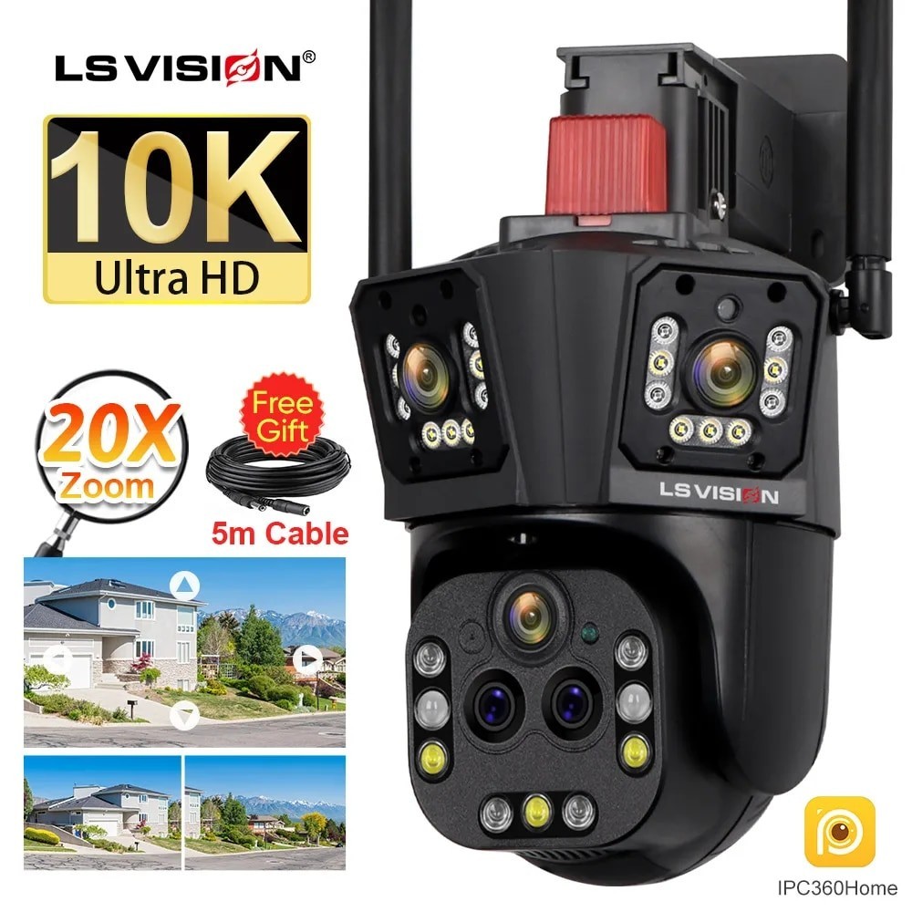 LS VISION 10K 20X Zoom Outdoor WIFI Camera 6K PTZ Five Lens Three ...