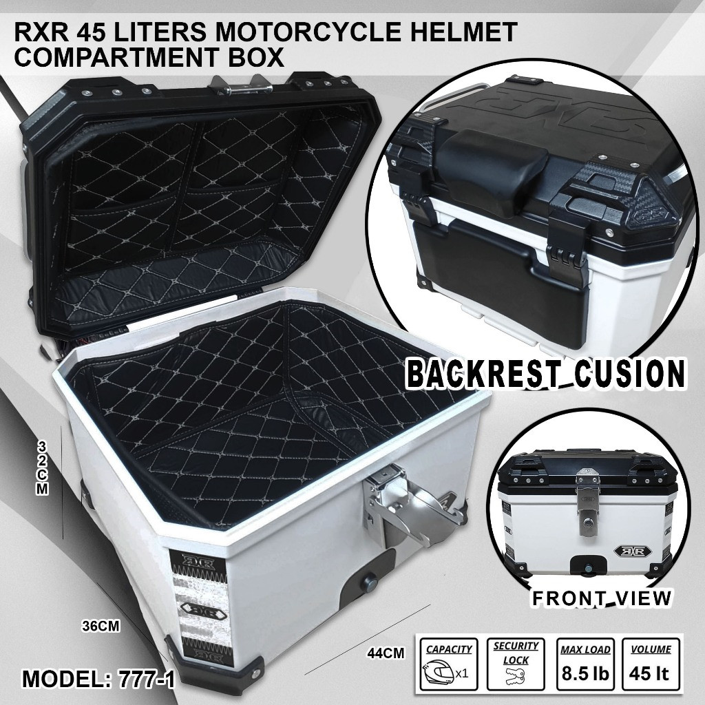 HONDA CLICK 125 WHITE Compartment Box Helmet Box TOP BOX With Back ...