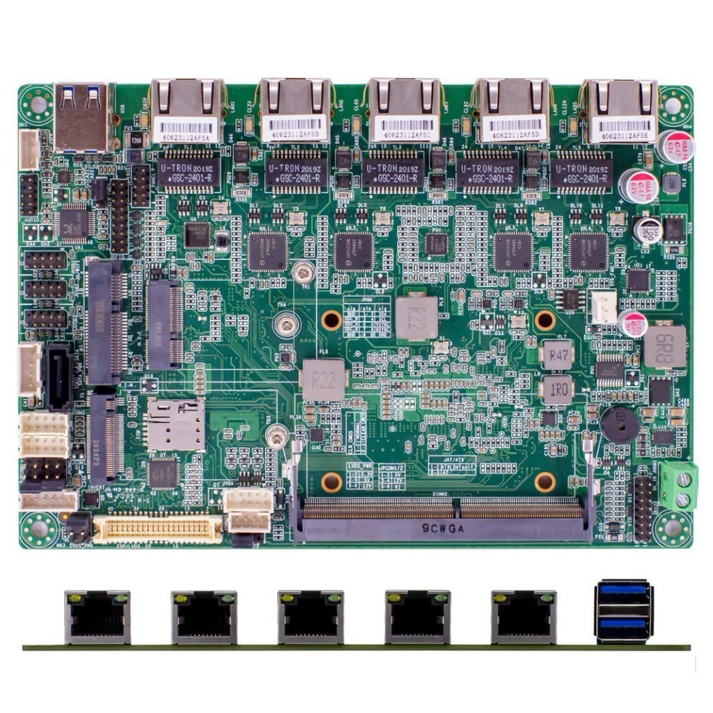 TI1L Fanless Computer Main Board 5*LAN 1*M.2 1*SATA Industrial PC Intel ...
